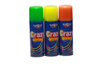 China Silly String Crazy String Party Spray Fluorescent Colors Resin Material Tinplace Can for sale