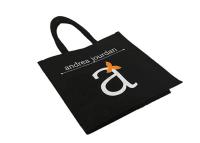 China Black Recycle Cotton Tote Bags 26x26cm Biodegradable Tote Bags for sale