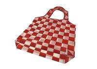 China Red - White Square Fold Up 190t polyester Folding Pocket Reusable foldable Bag for sale