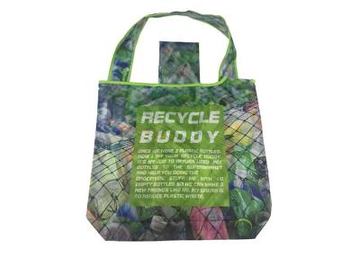 China Personalized Eco Recycled Folding Tote Bag Green Color With Single Long Handles for sale