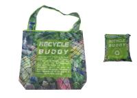 China Personalized Eco Recycled Folding Tote Bag Green Color With Single Long Handles for sale