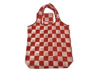 China Red - White Square Fold Up 190t polyester Folding Pocket Reusable foldable Bag for sale