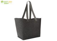 China Dark Grey Wool Felt Tote Polyester Tote Bags With PP Webbing Long Handles for sale