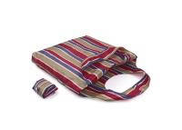 China Striped Folding Tote Bag 190T Poly Foldable Grocery Tote Lightweight for sale