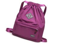 China Rose Nylon Rucksack Drawstring Silk Screen Printing Cinch Sack for sale
