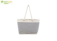 China 14A Canvas Cotton Tote Bags Red And White Striped Tote for sale