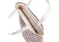 China Resuable Blue Red Stripes 100% Cotton Shopping Bags With Logo PVC Liner for sale