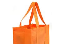 China Orange Square Bottom Tote Bag Non Woven Polypropylene Shopping Bags for sale