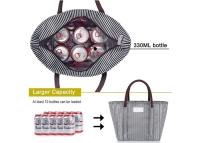 China Oxford Cloth Large Insulated Tote Striped Thermal Tote Bag Waterproof for sale