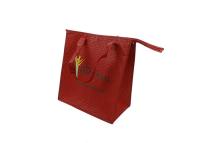China Red Insulated Wine Tote With Zipper 32x35cm Wine Bottle Cooler Bag for sale