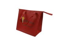 China Red Insulated Wine Tote With Zipper 32x35cm Wine Bottle Cooler Bag for sale