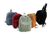 China Brown 100% Corduroy Cotton Backpack With Zipper Closure For Kids for sale