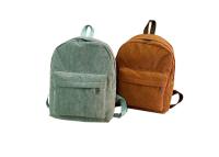 China Brown 100% Corduroy Cotton Backpack With Zipper Closure For Kids for sale