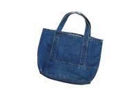 China Light Blue Denim Shopping Tote Bag Customized Silk Screen Printing for sale