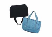 China Light Blue Denim Shopping Tote Bag Customized Silk Screen Printing for sale