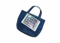 China Light Blue Denim Shopping Tote Bag Customized Silk Screen Printing for sale