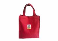China Red Cotton Canvas Tote Bag Shopping Bag Customized Logo With Button Closure for sale