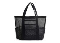 China custom black Polyester Mesh Tote Bags beach bag large capacity for sale