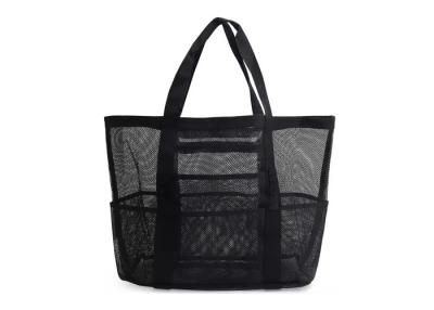 China custom black Polyester Mesh Tote Bags beach bag large capacity for sale