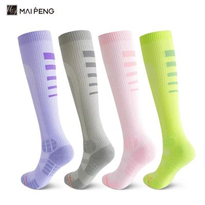 China Colourful Long Knee High Stockings Breathable Athletic Running Compression Socks for sale