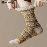 China Retro Style Custom Women Socks Winter Warm Thick Merino Wool Socks for sale