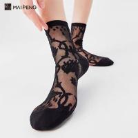 China Summer Thin Custom Women Socks Transparent Glass Mesh Jacquard Crystal Silk Socks for sale