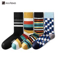 China Custom Striped Plaid Casual Breathable Socks Cotton Luxury Socks For Men for sale