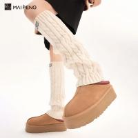 China Winter Trendy Women Leg Warmers Woven Labels Cable Knit Leg Warmers Socks for sale