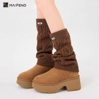 China Winter Trendy Women Leg Warmers Woven Labels Cable Knit Leg Warmers Socks for sale
