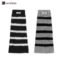 China Custom Logo Women Leg Warmers Acrylic Knit Sock Sleeves With Horizontal Stripes for sale