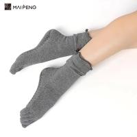 China Women Ruffle Cuff Non Slip Yoga Socks Five Toe Grip Pilates Socks for sale