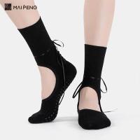 China Straps Design Anti Slip With Open Instep Yoga Socks Women'S Pilates Crew Grip Socks for sale
