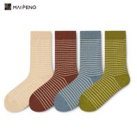 China Custom Striped Vintage Soft Bamboo Cotton Crew Socks for sale
