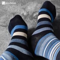 China Multicolored Striped Crew Combed Cotton Socks Trendy And Timeless Men Socks for sale