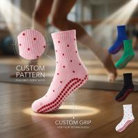 China Custom Polka Dot Soft Cotton Non Slip Pilates Socks for sale