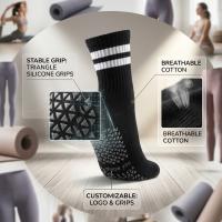 China Classic Stripe Crew Yoga Socks Non Slip Silicone Gripped Pilates Workout Socks for sale