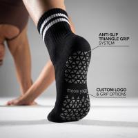 China Classic Stripe Crew Yoga Socks Non Slip Silicone Gripped Pilates Workout Socks for sale