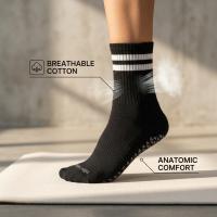 China Classic Stripe Crew Yoga Socks Non Slip Silicone Gripped Pilates Workout Socks for sale