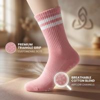 China Classic Stripe Crew Yoga Socks Non Slip Silicone Gripped Pilates Workout Socks for sale