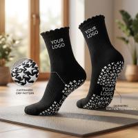 China Custom Ruffled Cuff Non-Slip Pilates Socks Women Gym Yoga Grip Socks for sale