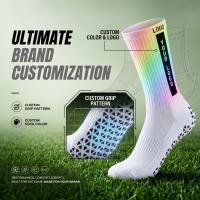 China Custom Logo Anti-Slip Grip Football Socks Breathable Soccer Crew Athletic Performance Socks with Silicone Sole Dots for sale