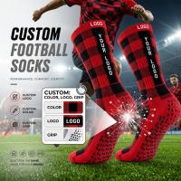 China Custom Logo Anti-Slip Grip Football Socks Breathable Soccer Crew Athletic Performance Socks with Silicone Sole Dots for sale