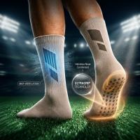 China Eco-Friendly Recycled Thermal Winter Football Socks Team Bulk Warm Fleece Lined Soccer Training Grip Socks for sale