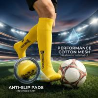 China Anti-Blister Arch Support Graduated Compression Football Socks Cushioned Athletic Knee High Soccer Grip Socks for sale