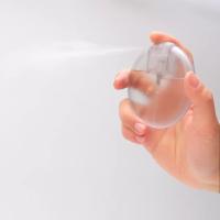 China Empty 20ml Plastic Perfume Card Fine Mist Spray Bottle Transparent Refillable Round for sale