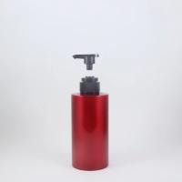 China Customizable Plastic Shampoo Pump Bottle 300ml 750ml PET Red Round Flat Shoulder Wash for sale