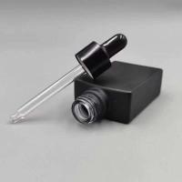 China 30ml 50ml Essential Oil Dropper Bottle Black Frosted Square for sale