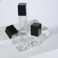 China 50ml Refillable Plastic Pump Bottle Transparent Square Liquid Foundation Essence for sale