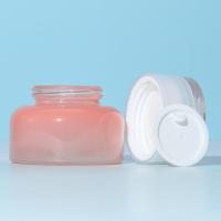 China 100ml 120ml Luxury Cosmetics Packaging Pink Glass Acrylic Lotion Essence Face Cream Jar for sale