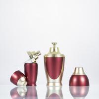 China 50g 120ml Luxury Cosmetic Packaging Red Glass Acrylic Lotion Essence Face Cream Jar for sale